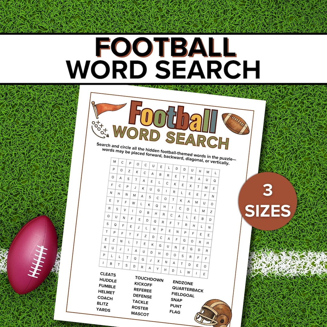 Football Word Search Printable - Game Day Activity for Kids & Adults ...