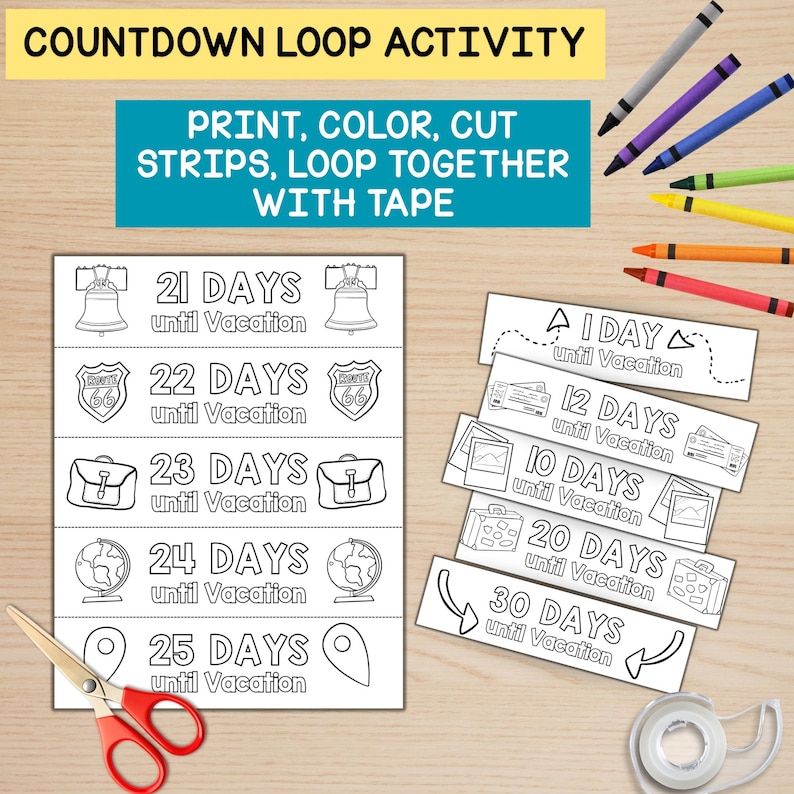 Vacation Countdown Chain Printable, Days Until Vacation Paper Chain ...