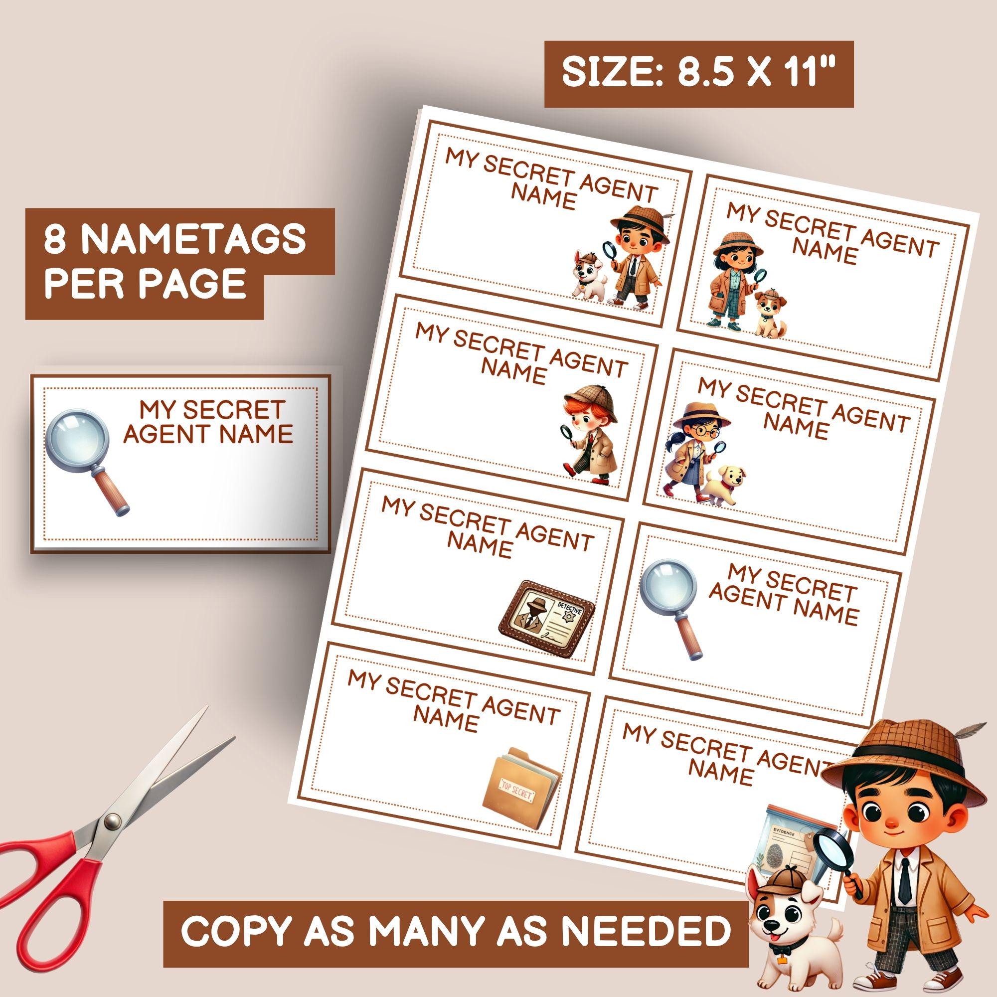 Secret Agent Name Game Printable for Kids, Spy Party Activity, Birthday ...