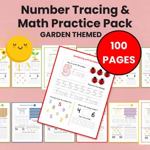 100-page Garden Number Tracing & Math Practice Pack for Preschool and ...