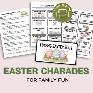 Easy Easter Charades Game for Kids, 20 Printable Cards With Instruction ...