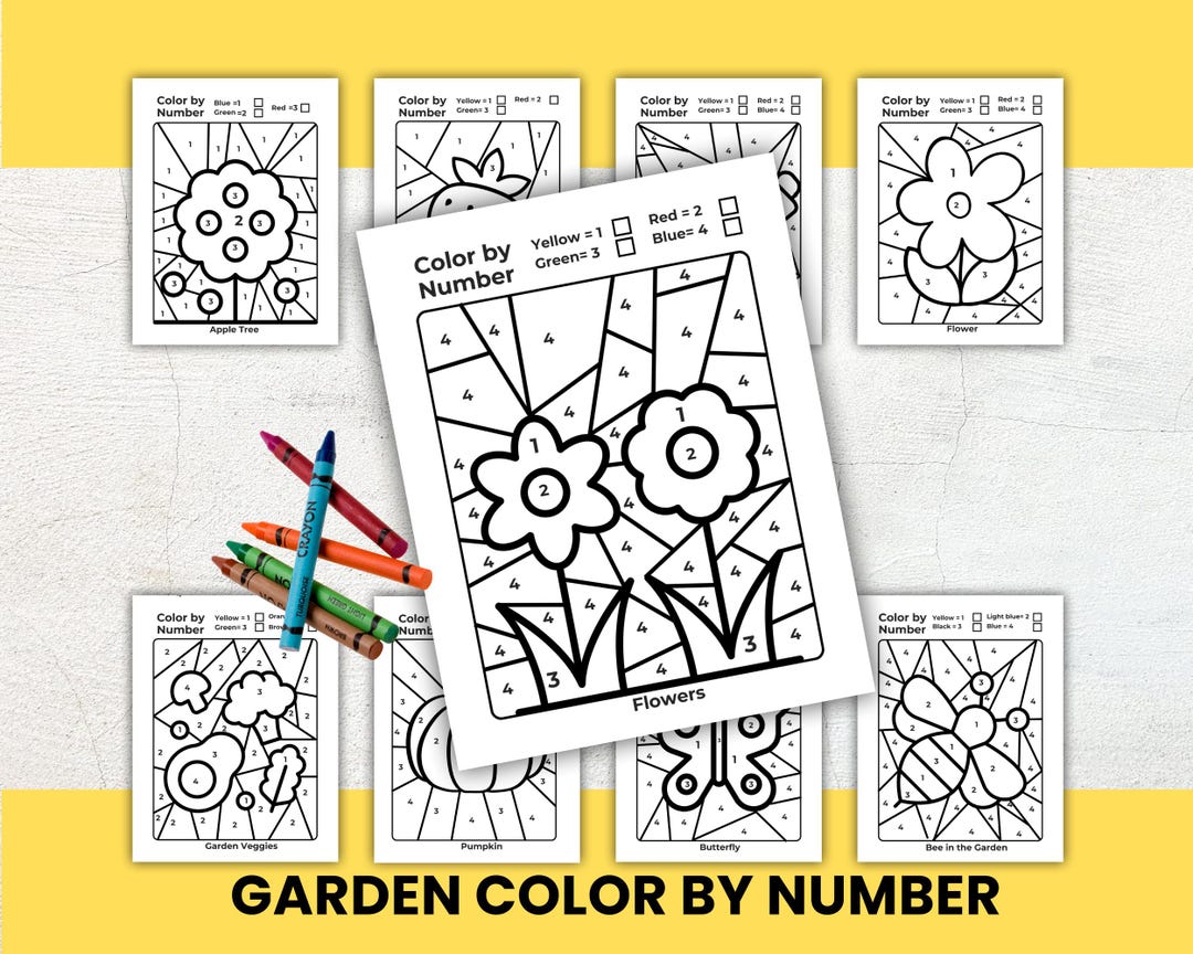 Garden Color by Number Preschool, Kinder, First Grade School Learning ...