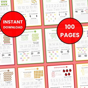 100-page Garden Number Tracing & Math Practice Pack for Preschool and ...