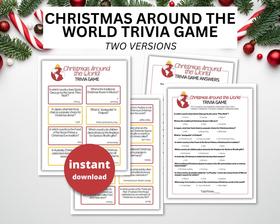 Christmas Around the World Trivia Game for ALL AGES, Christmas ...