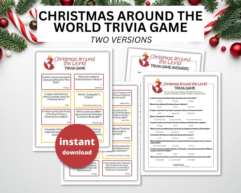 Christmas Around the World Trivia Game for ALL AGES, Christmas ...