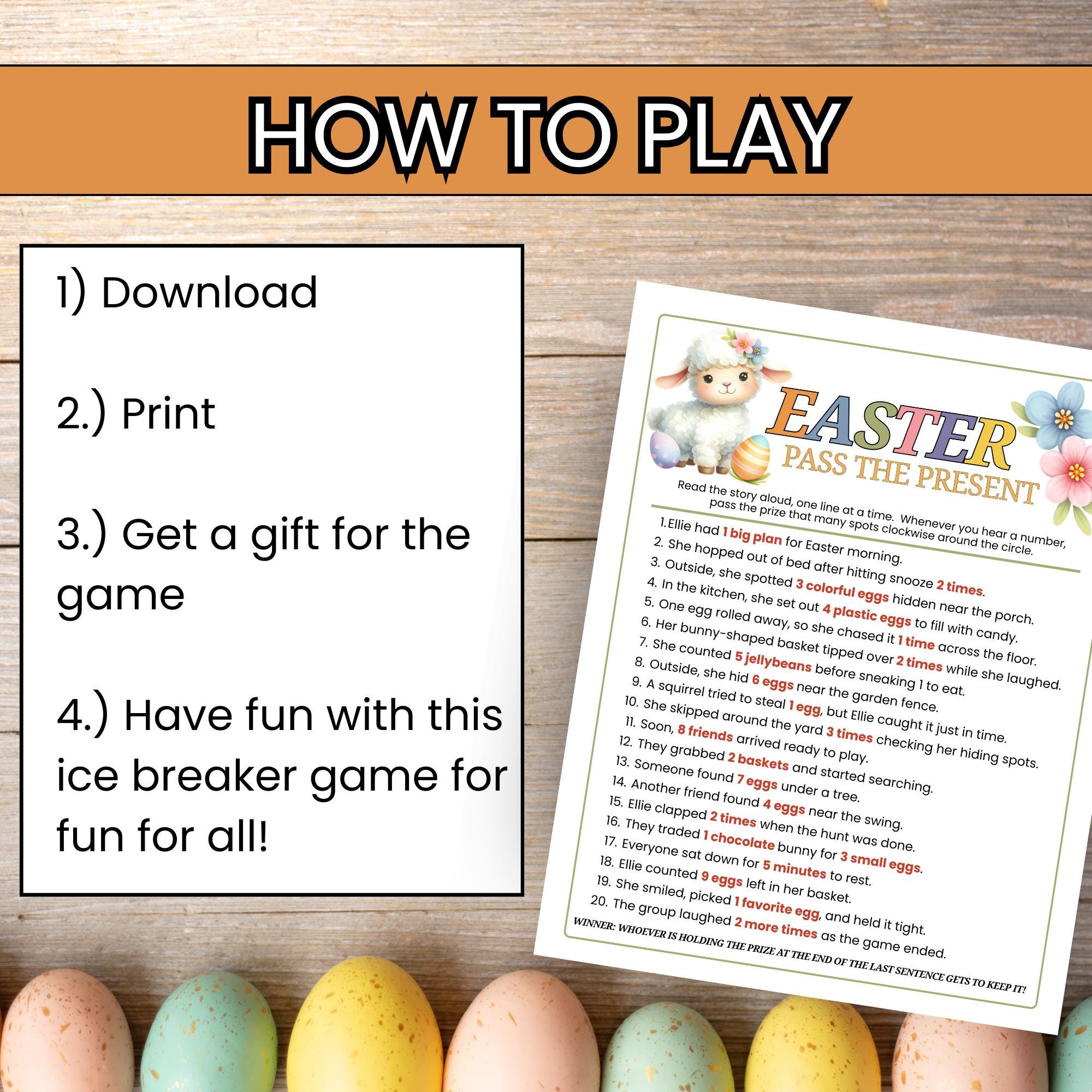 Easter Pass the Present Game Printable, Easter Ice Breaker Game for ...