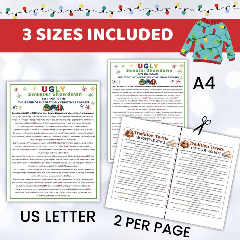 Ugly Sweater Left Right Christmas Game, Pass the Gift Game, Icebreaker ...