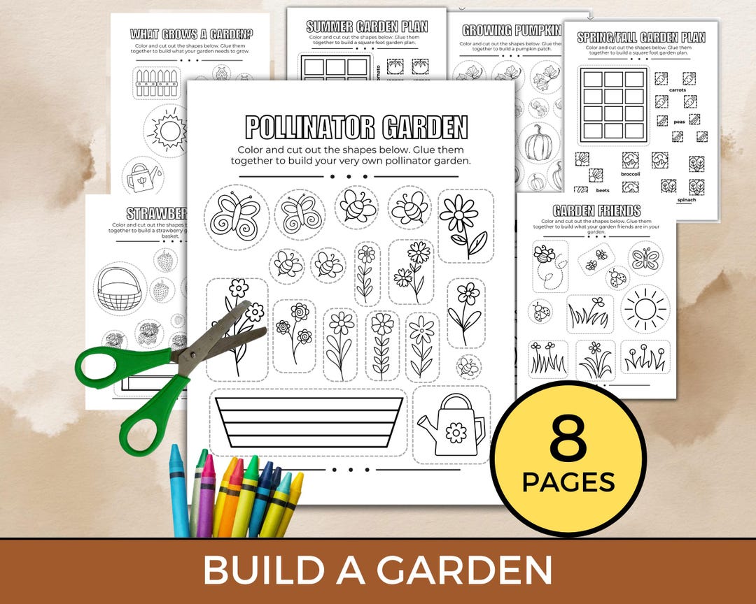 Build Your Own Garden With Cut and Paste Activity for Kids, Scissor ...