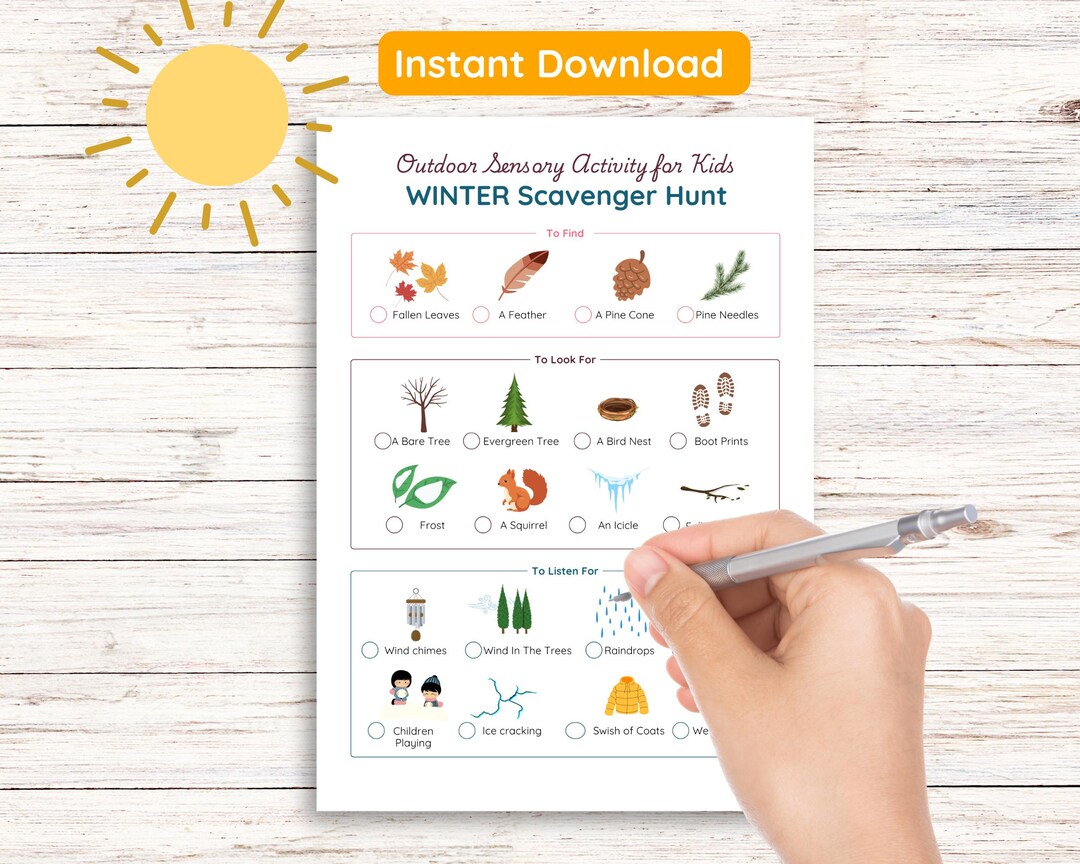 Fall, Winter, Spring, and Summer Sensory Outdoor Scavenger Hunts for ...