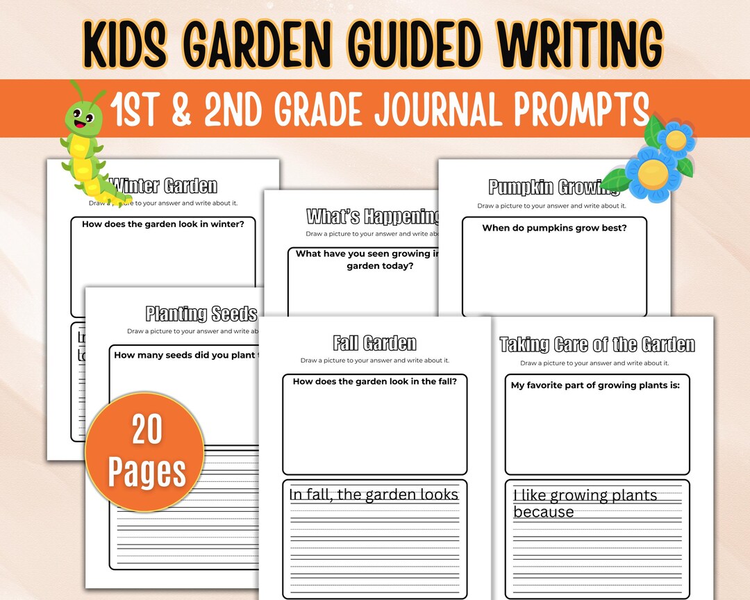 Kids Garden Guided Writing Prompts for 1st and 2nd Graders to Record ...