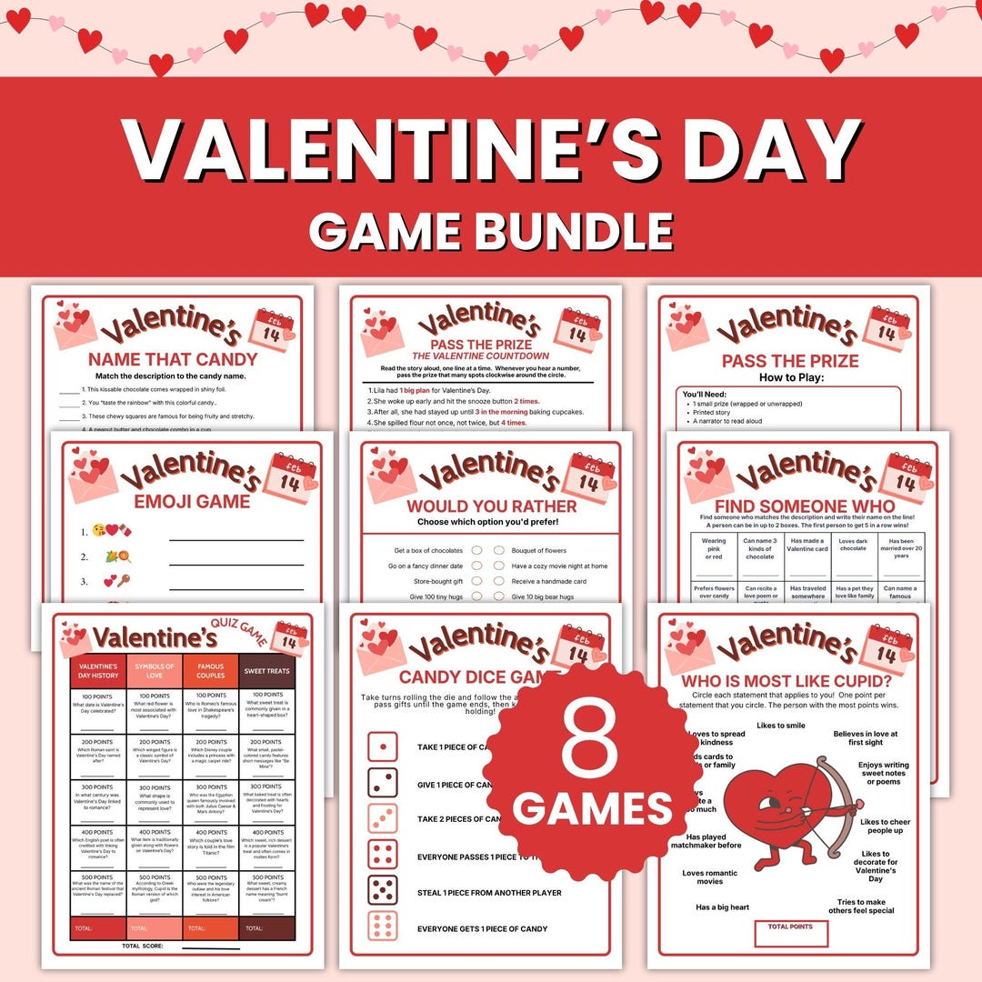 Valentine's Day Game Bundle, Valentine Game for Adults, Ice Breaker ...