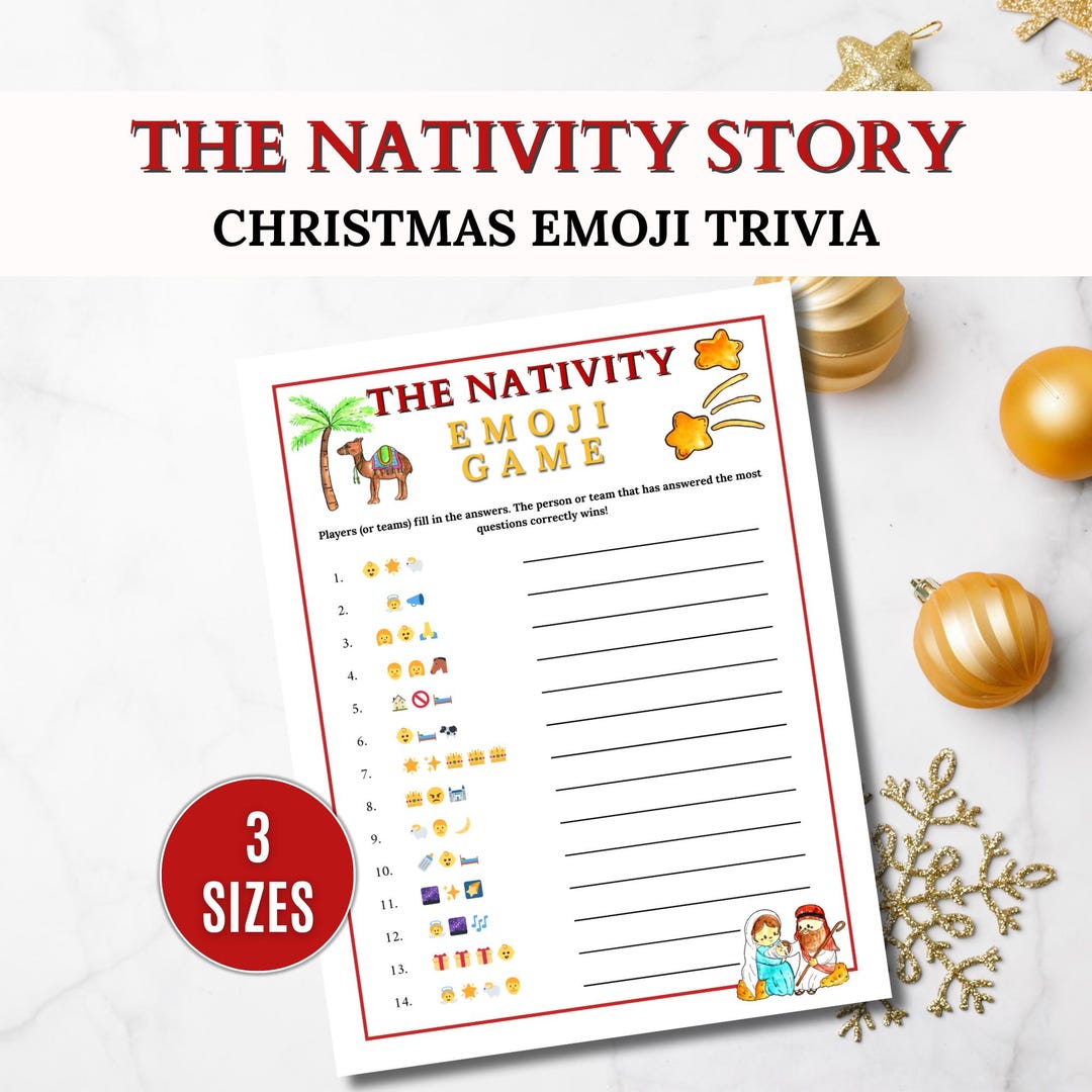 Nativity Christmas Emoji Game, Printable Bible Trivia, Holiday Family ...