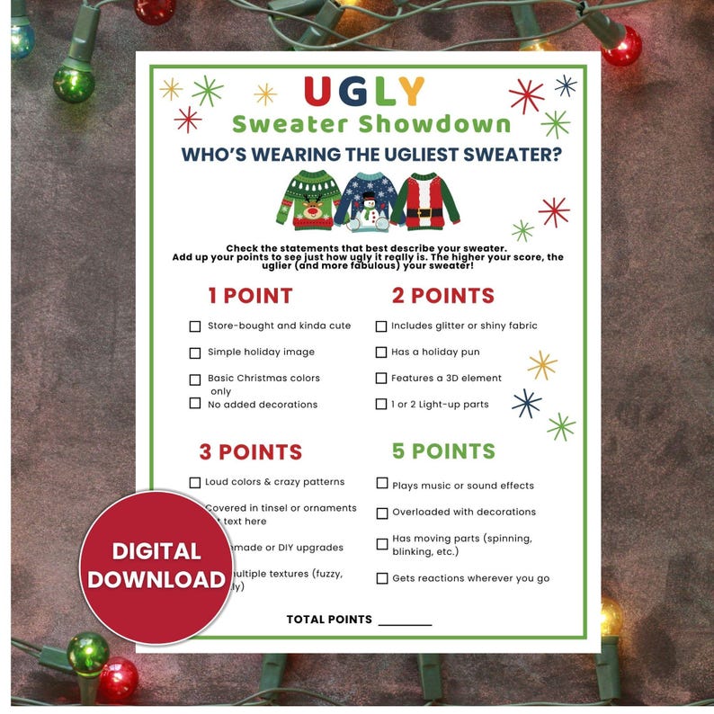 Who is Wearing the Ugliest Christmas Sweater, Holiday Icebreaker, Tacky ...