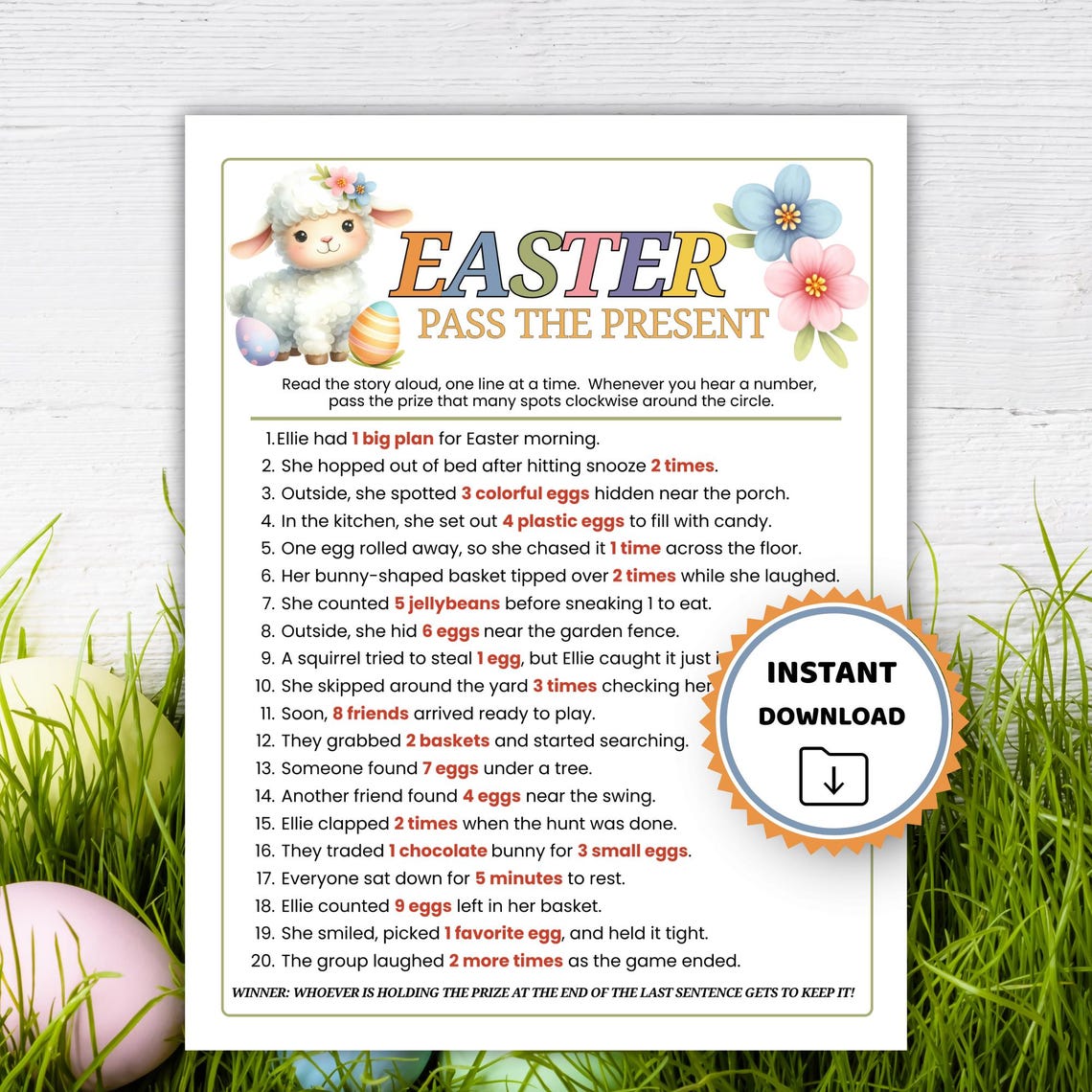 Easter Pass the Present Game Printable, Easter Ice Breaker Game for ...