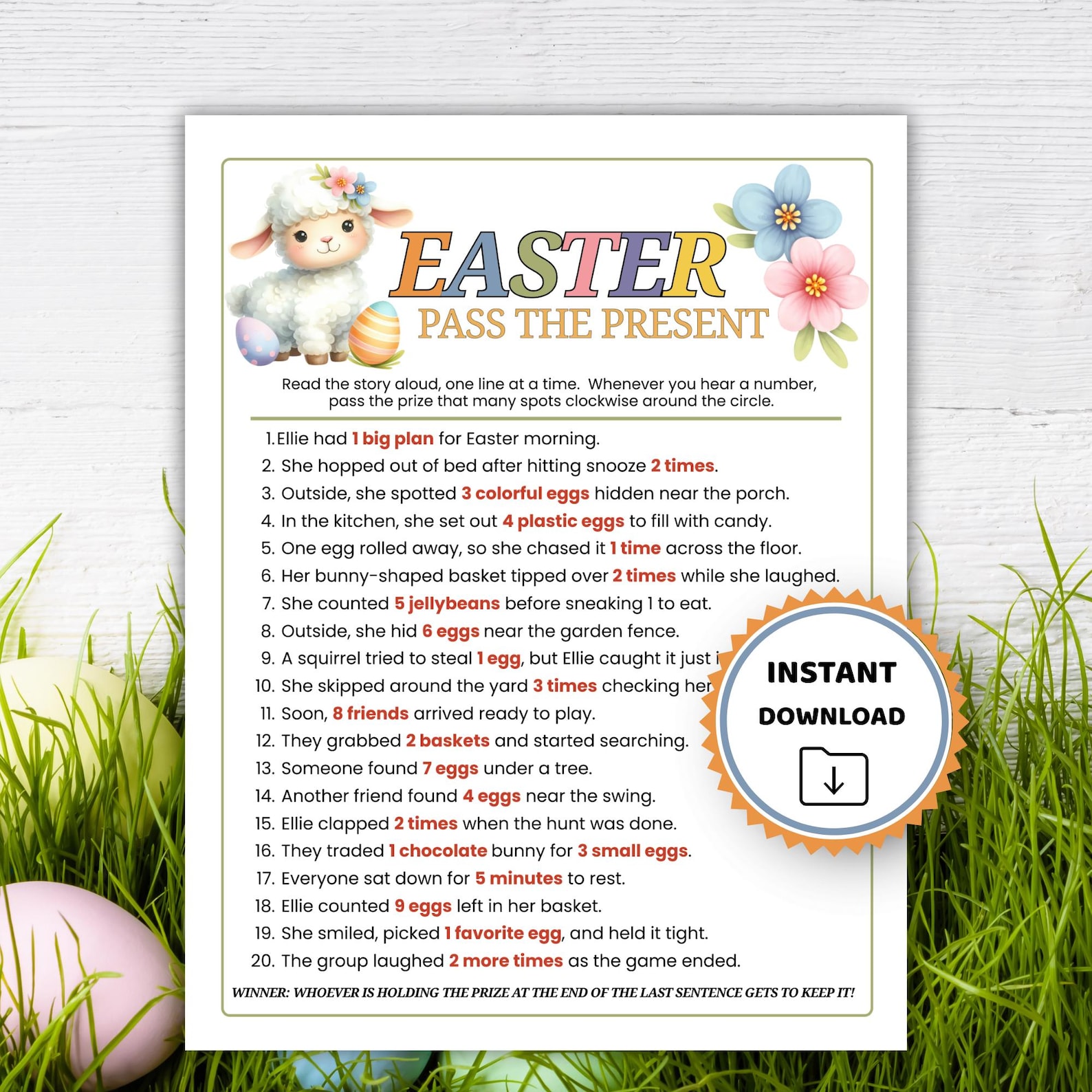 Easter Pass the Present Game Printable, Easter Ice Breaker Game for ...