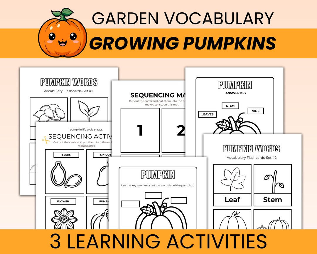 Kids Pumpkin Growing Vocabulary Activity Pack: Sight Words Vocabulary ...
