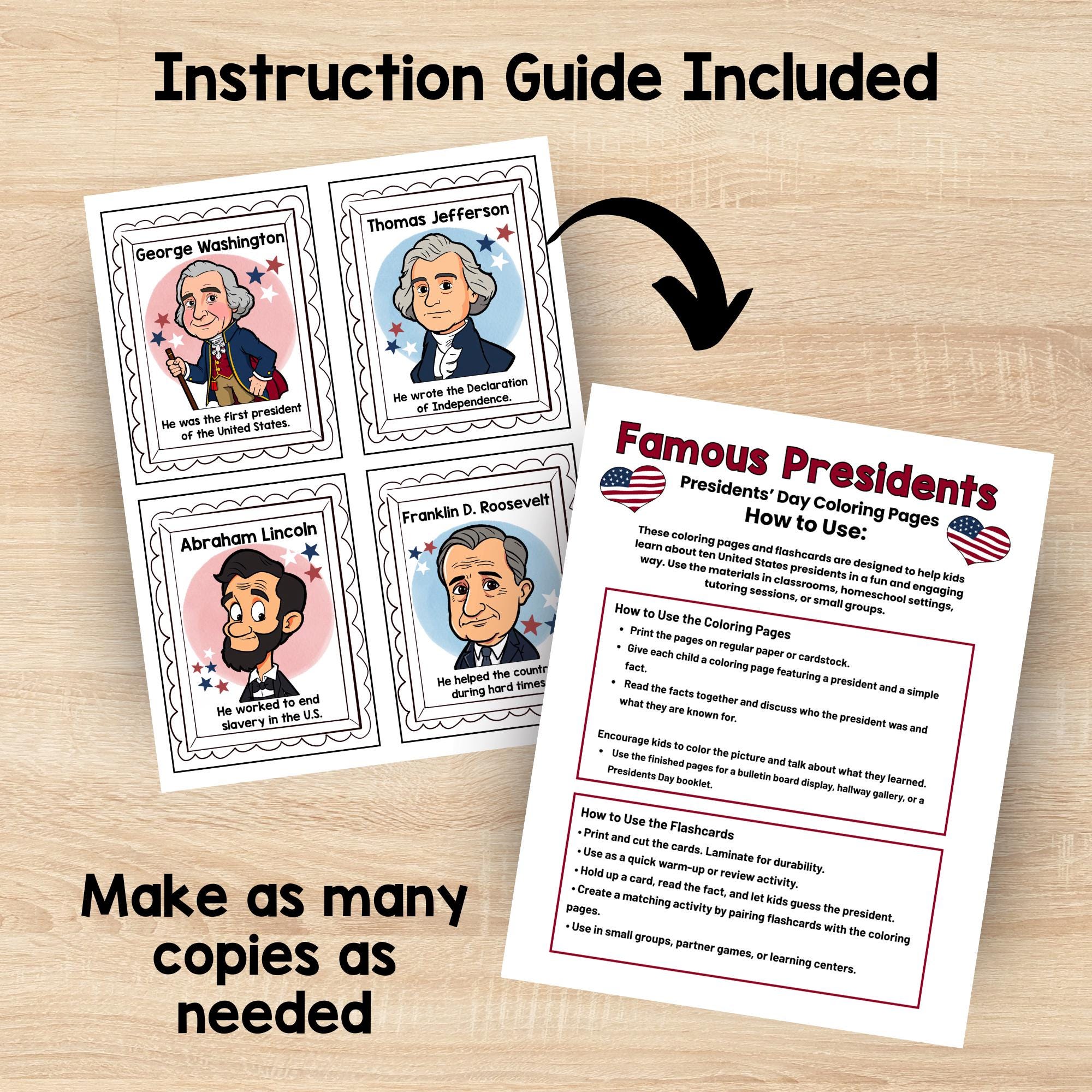 Presidents’ Day Coloring Pages + Flashcards, 10 Famous U.S. Presidents ...