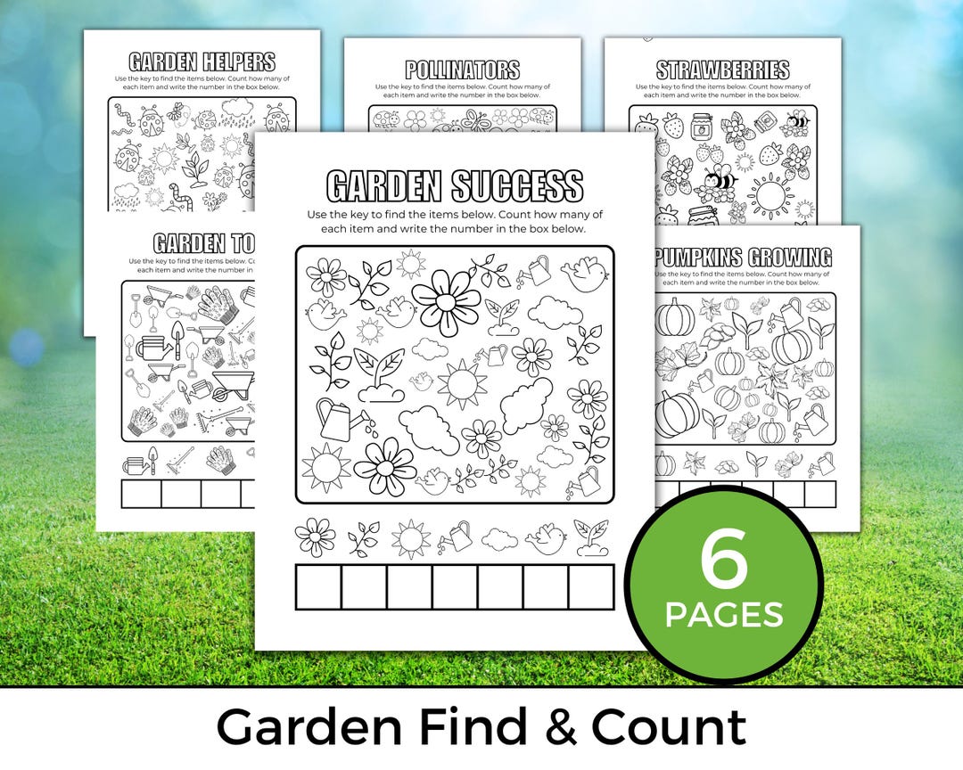 Garden Find It, Color and Counting Game Bundle for Preschoolers and ...