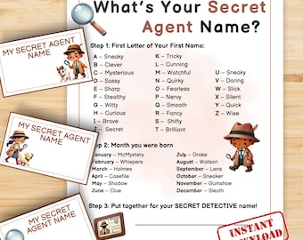Secret Agent Name Game Kids Spy Party Game - Etsy