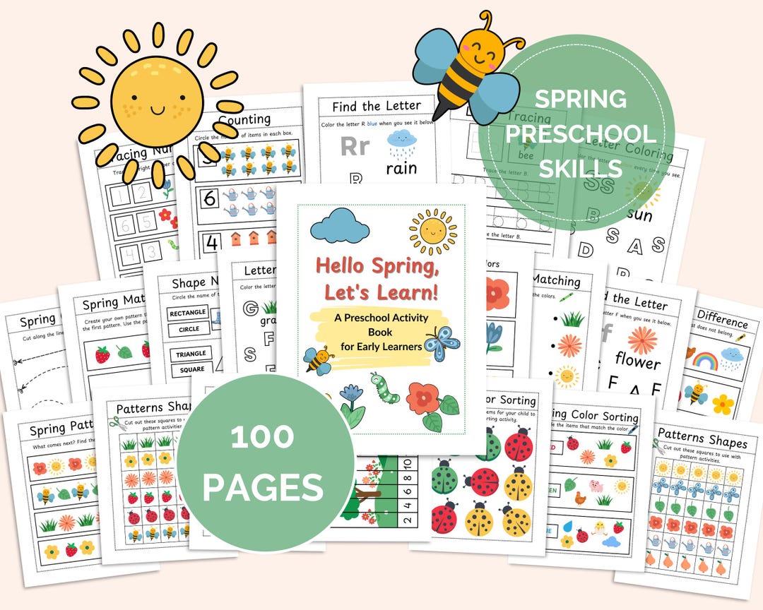 Spring Preschool Worksheet Bundle Activity Set, Homeschool Instant ...