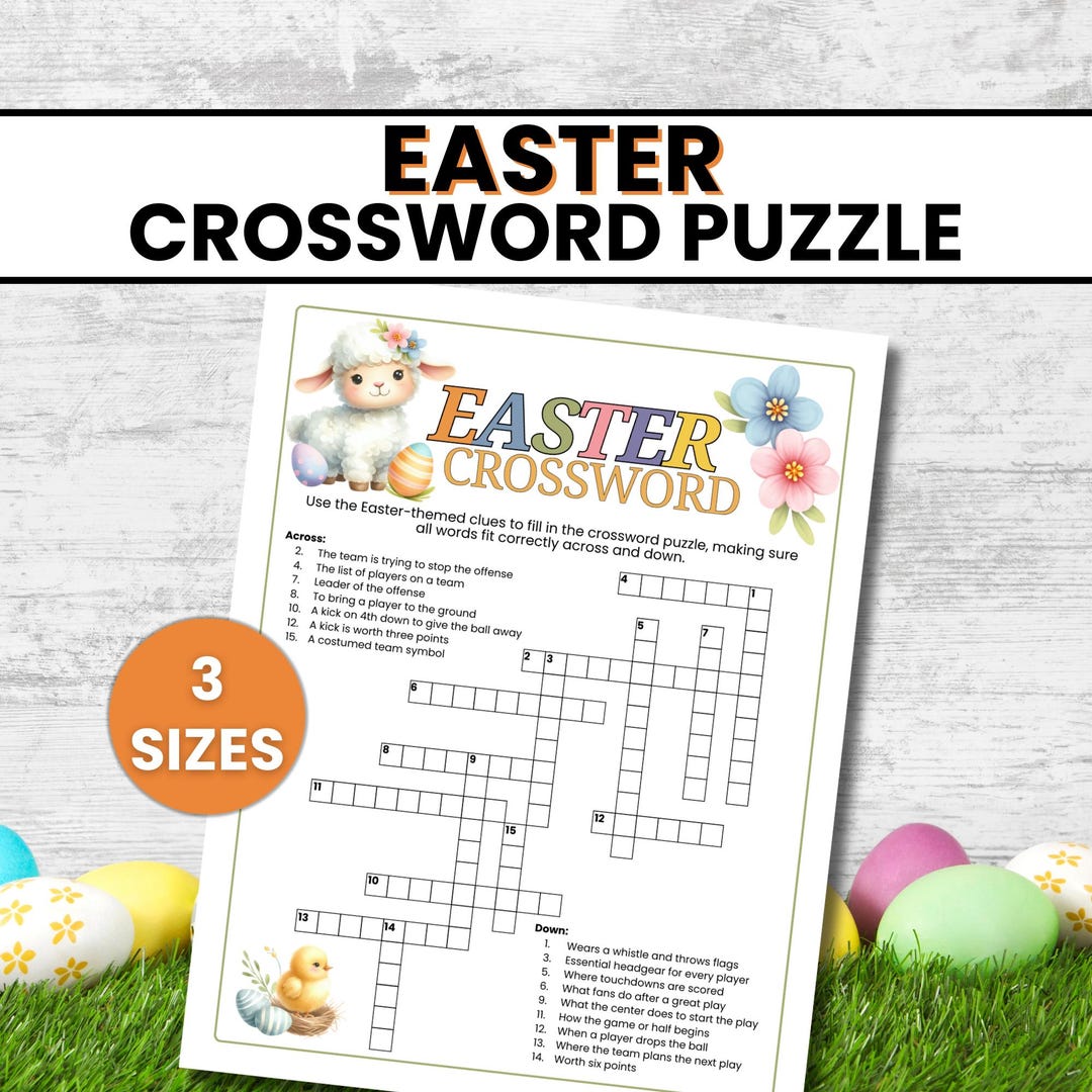 Easter Crossword Puzzle Printable, Easter Activity for Kids, Instant ...