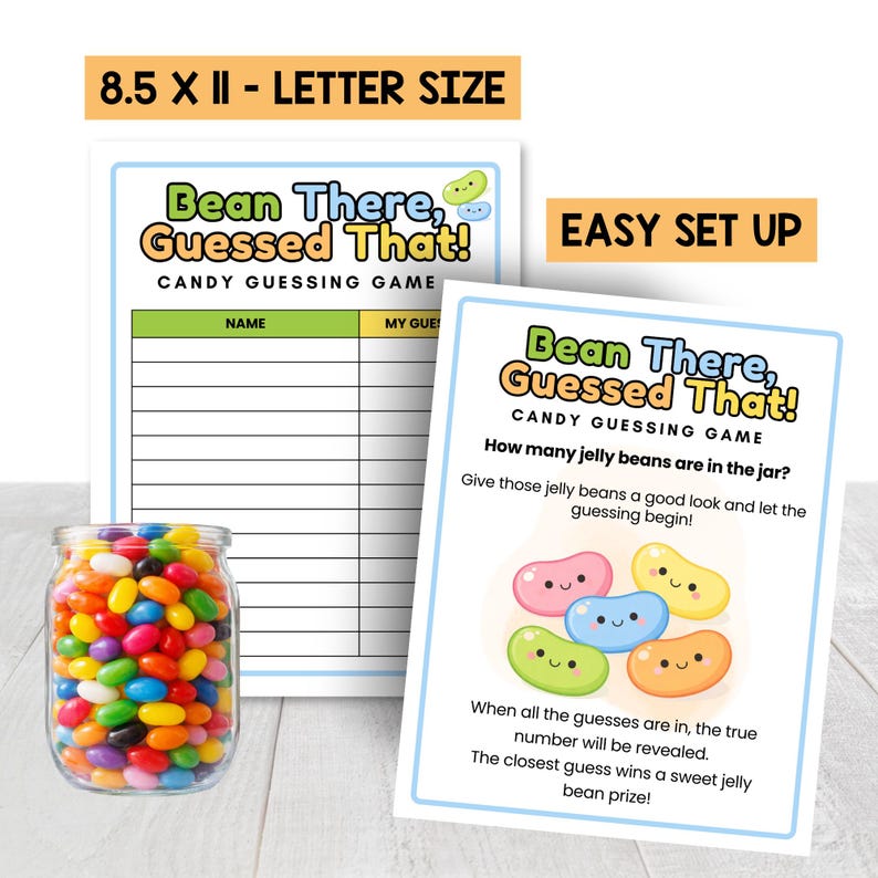 Jelly Bean Guessing Game Printable – Candy Party Game PDF for Office ...