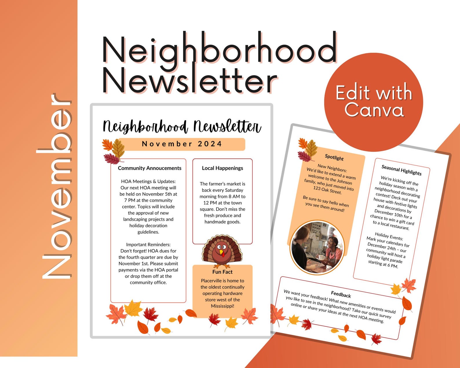 November Newsletter Template – Editable Canva Design for Teachers ...