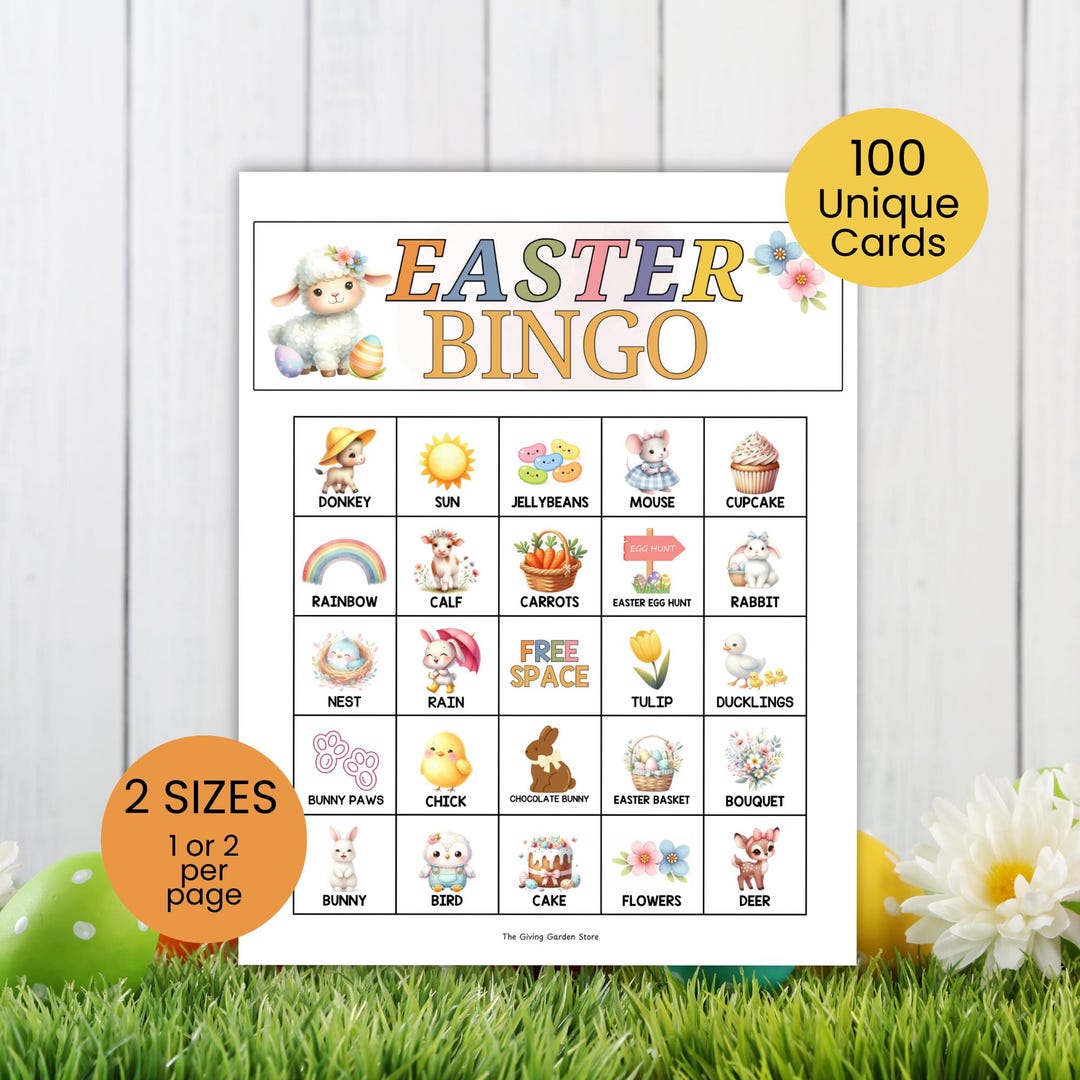 Easter Bingo Printable PDF, 100 Unique Cards, Easter Party Game for ...