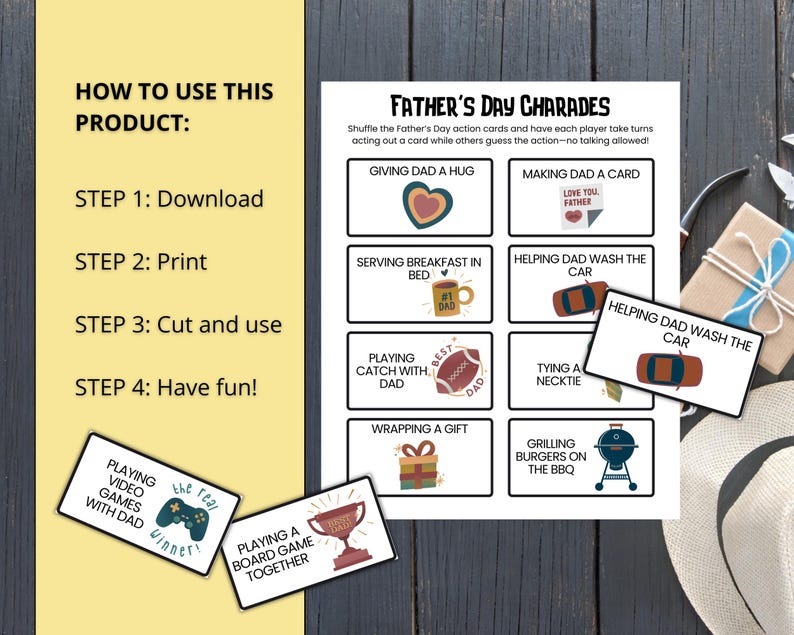 Father’s Day Charades Game Printable, Fun Father’s Day Activity for ...