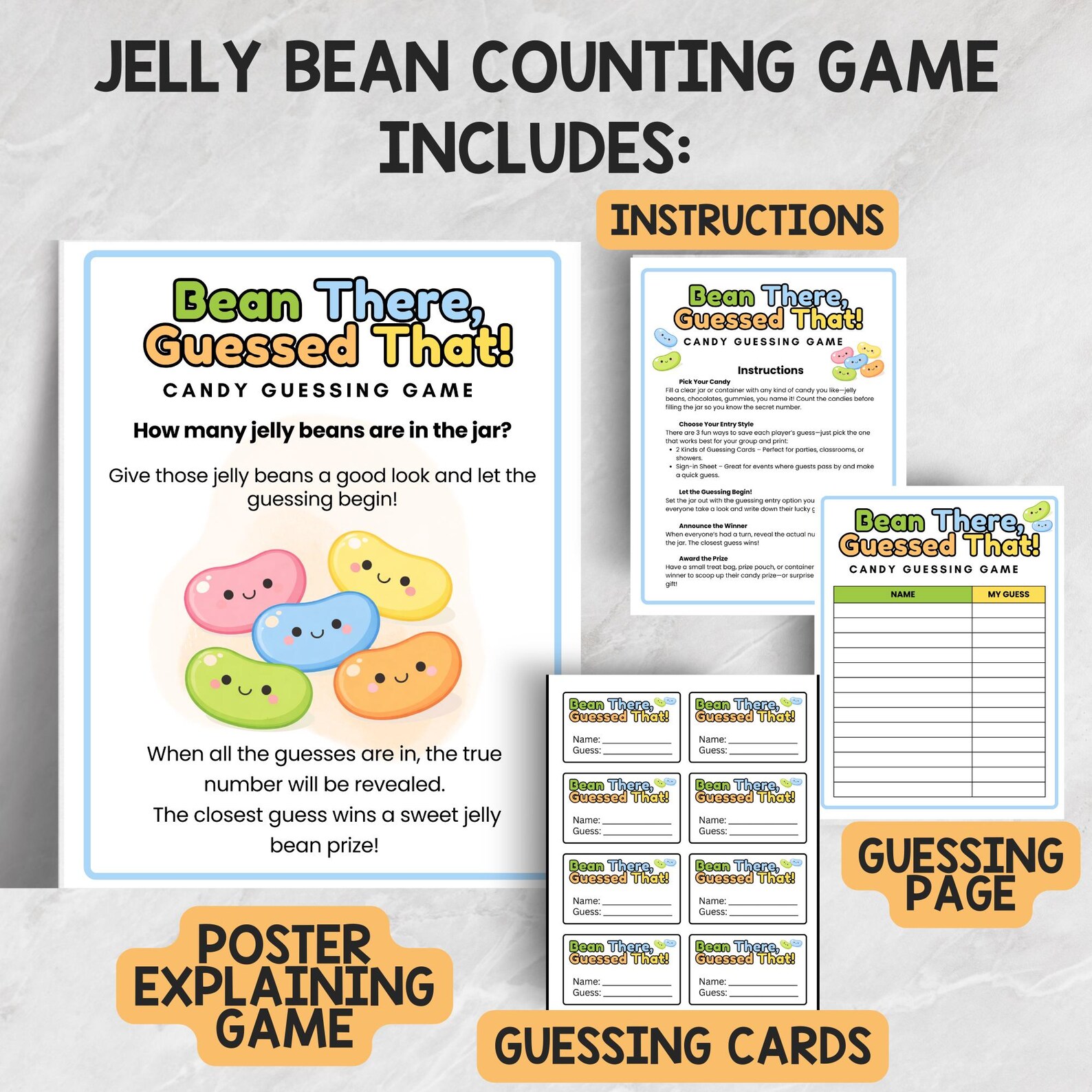 Jelly Bean Guessing Game Printable – Candy Party Game PDF for Office ...