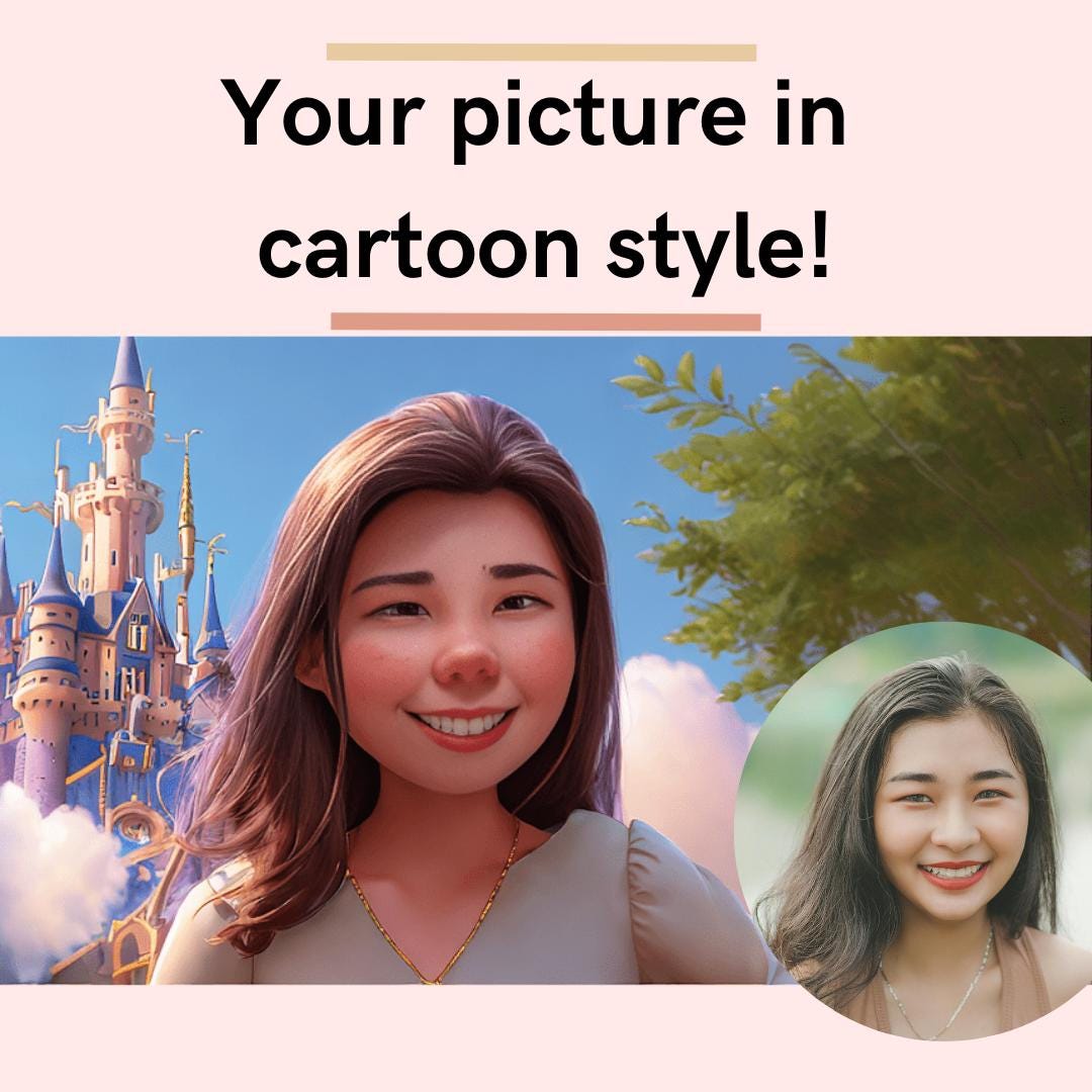 Pixar Style Portrait From Personal Photo, Digital Custom Portrait ...