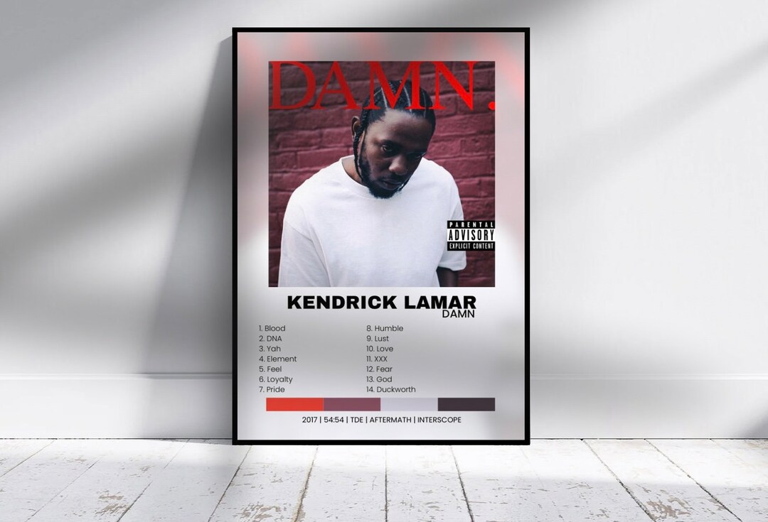 Kendrick Lamar 'damn' Album Poster Wall Art / Kendrick Lamar Poster ...