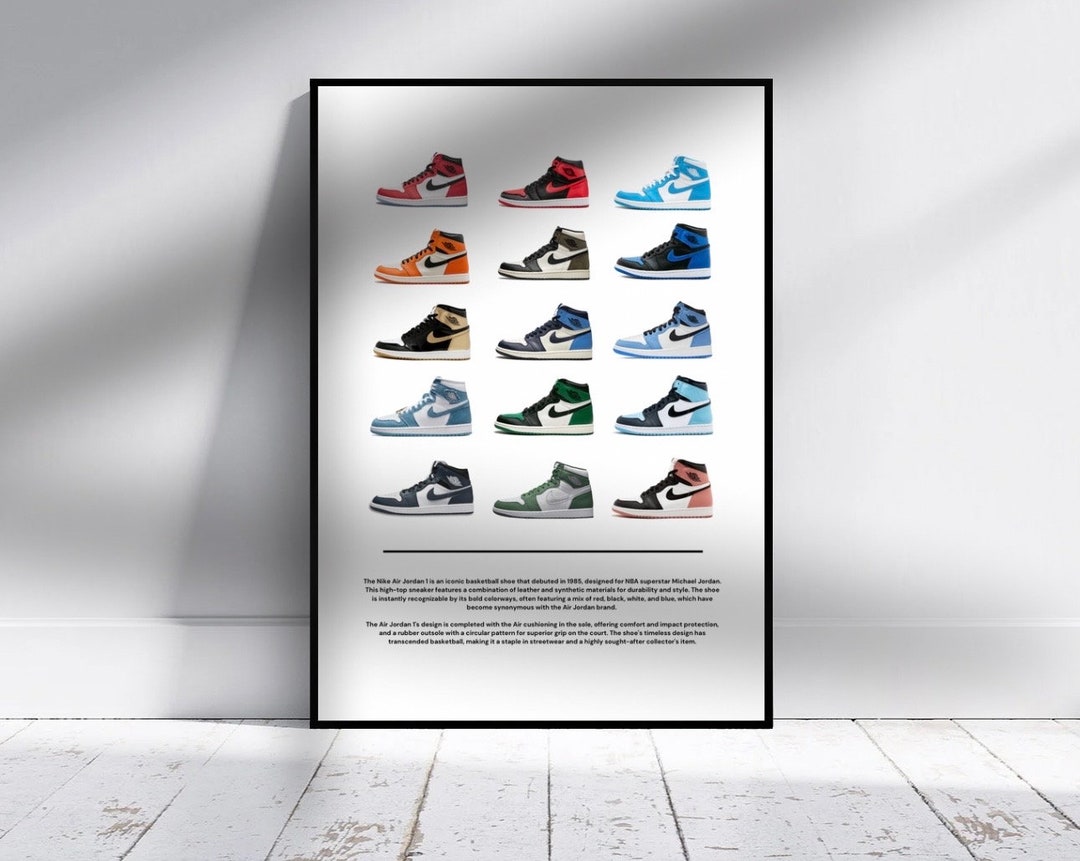 Air Jordan 1 Poster Wall Art / Nike Jordan Poster Print / Sneaker ...