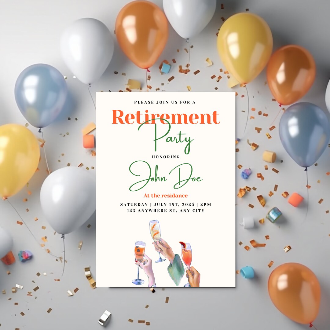 Retirement Party Invite, Retirement Party Template, Custom Retirement ...