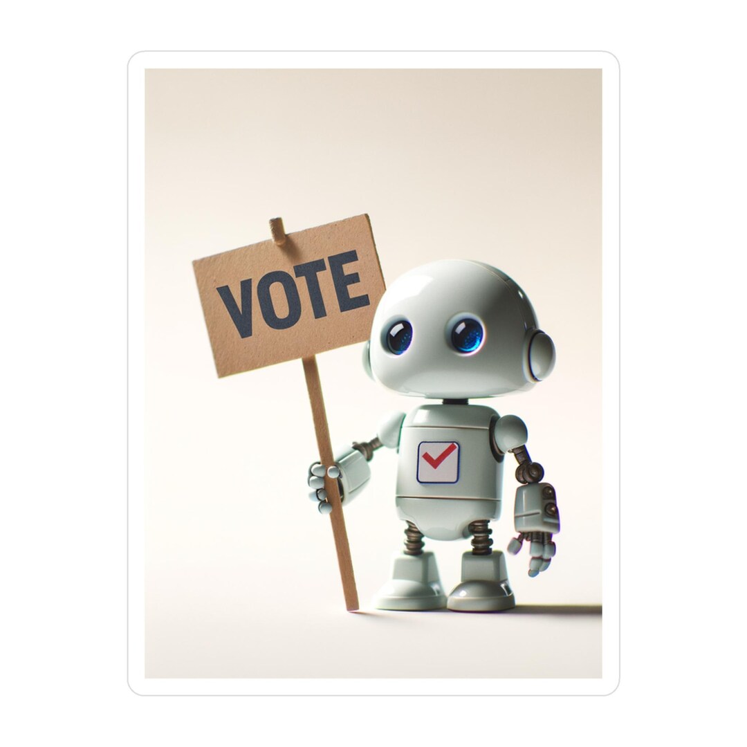 Cute Robot Vote Kiss-cut Vinyl Decals, Election Sticker, Political ...