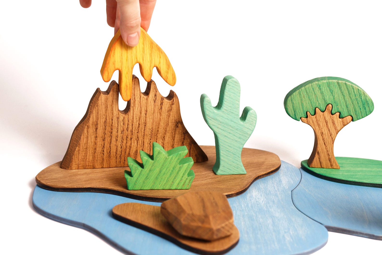 Handmade Wooden Landscape Playset: Montessori Toy Volcano Valley - Etsy
