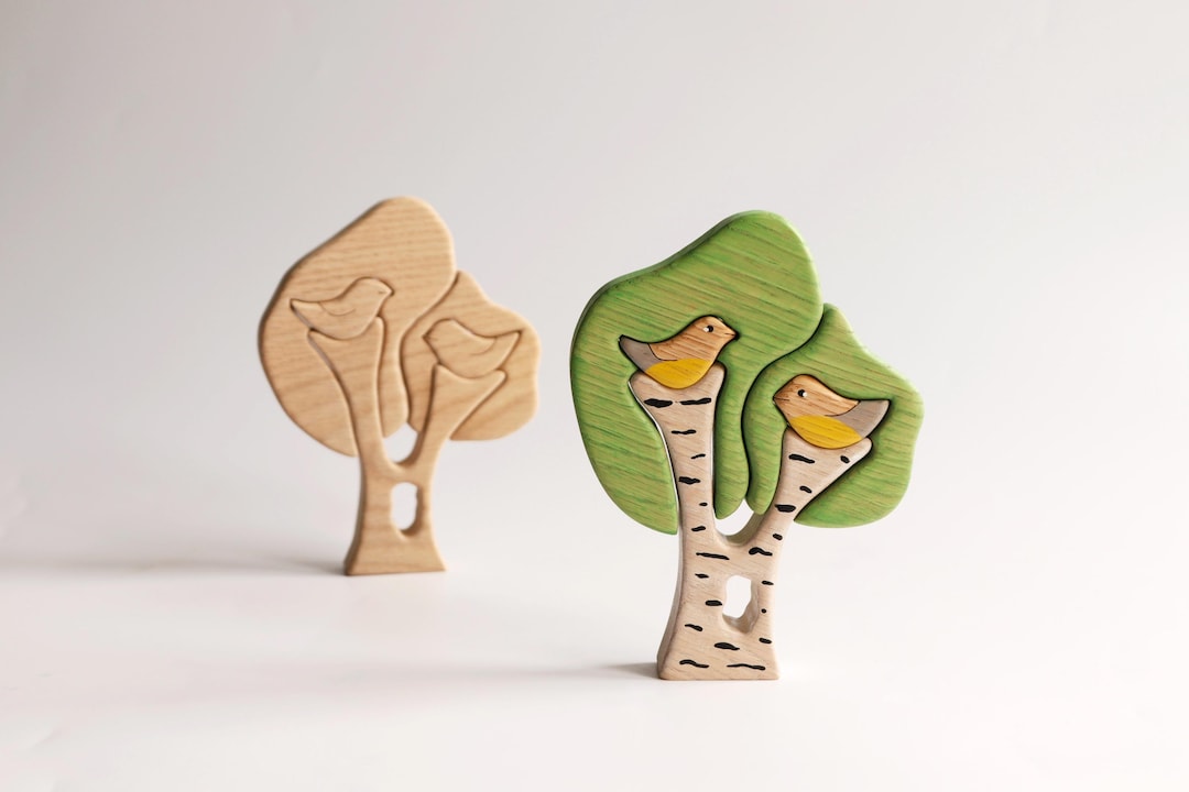 Wooden Tree Toy Waldorf Tree Woodland Toy Set Wooden Forest Toys Birch ...