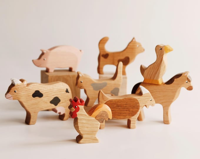 Wooden Farm Animals Waldorf Wooden Toys Wooden Toy Animals Waldorf Toys ...