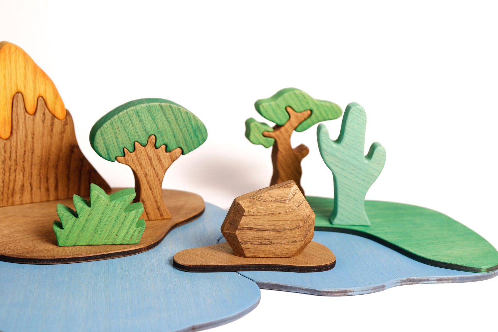 Handmade Wooden Landscape Playset: Montessori Toy Volcano Valley - Etsy