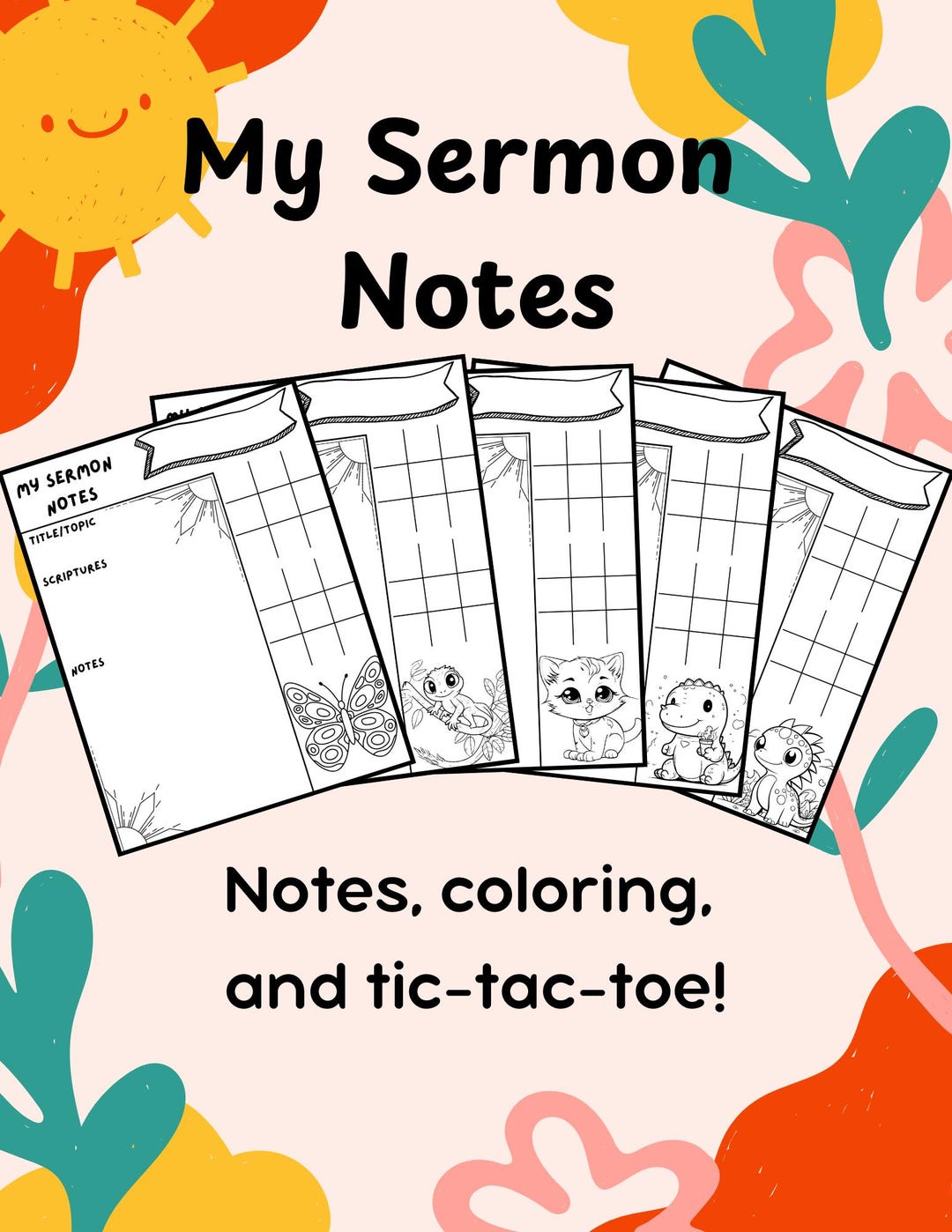 My Sermon Notes Bundle - 26 Printable Coloring/note Taking Pages for ...