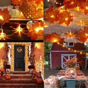 Spooktacular LED Maple Pumpkin Garland String Lights Perfect Halloween ...