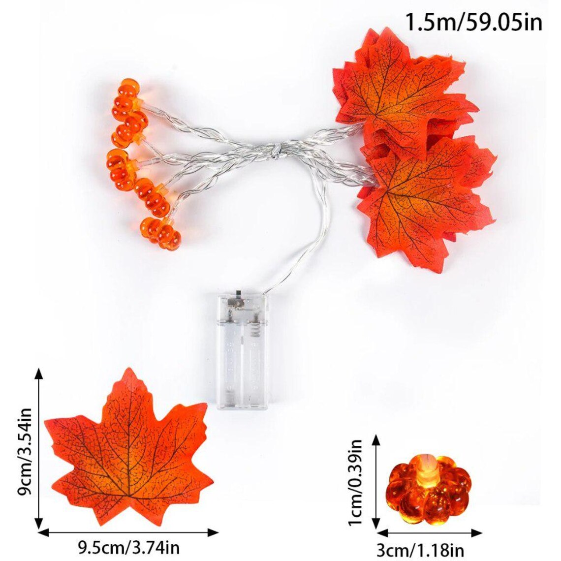 Spooktacular LED Maple Pumpkin Garland String Lights Perfect Halloween ...