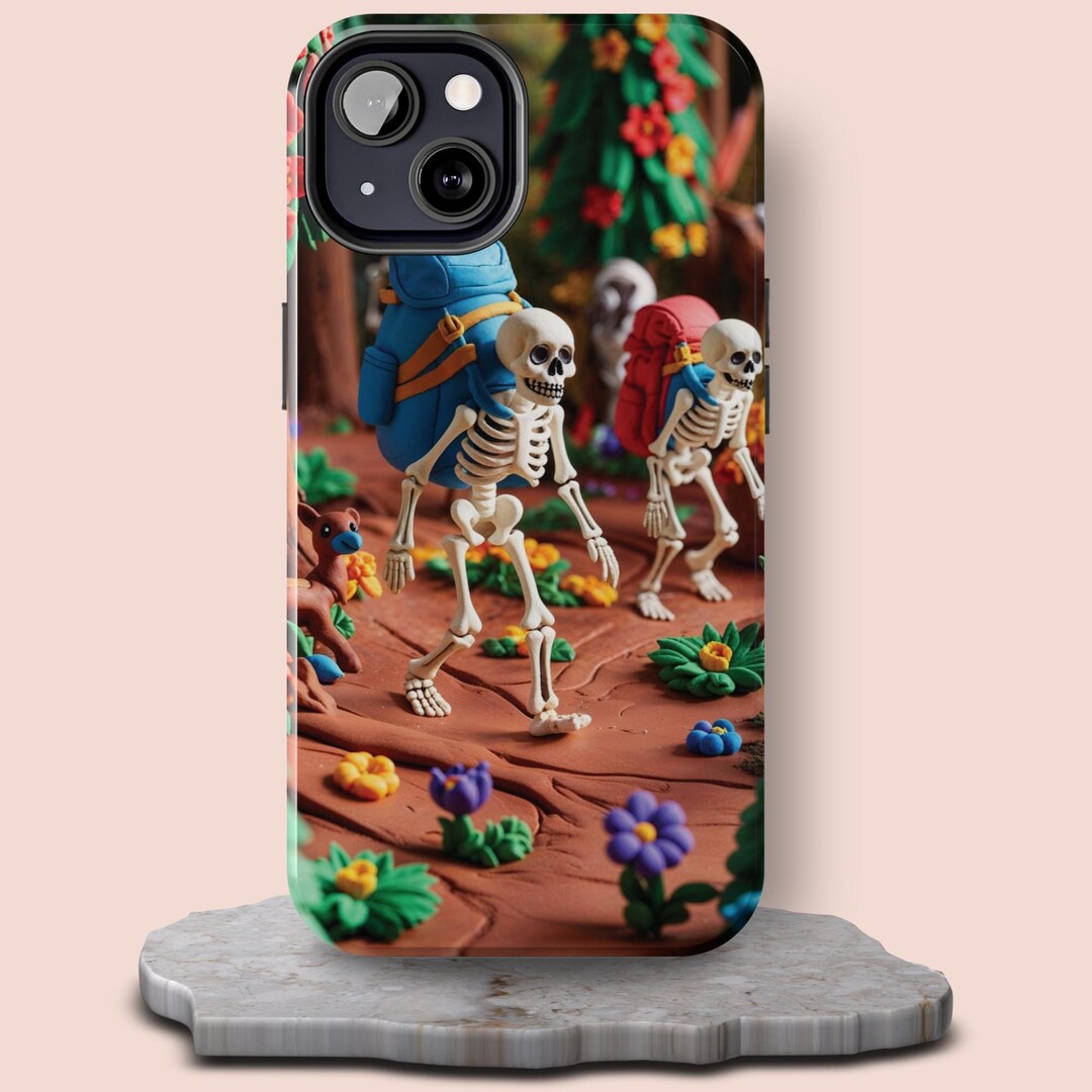 Hiking Skeletons Phone Case, Cute Skeleton Art iPhone or Samsung Cover ...