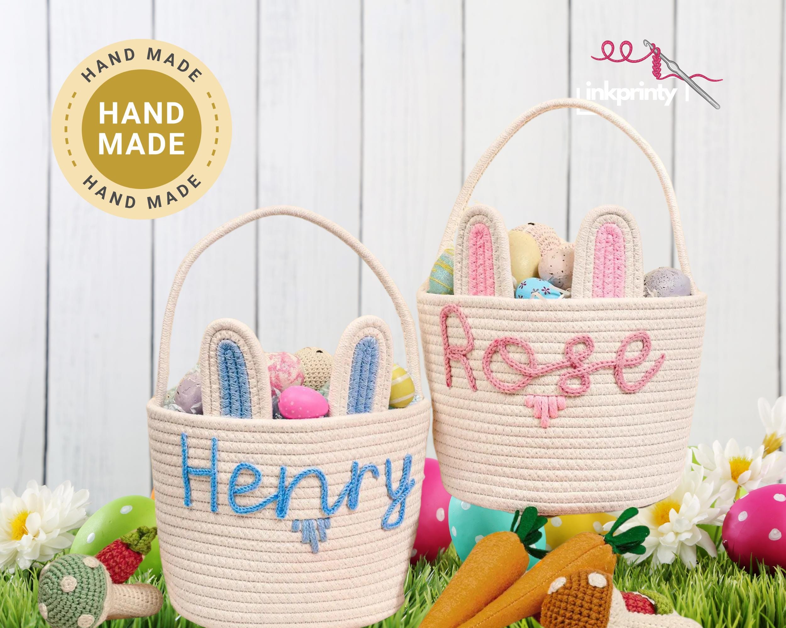 Personalized Easter Basket for Kids, Custom Name Easter Bunny Basket ...