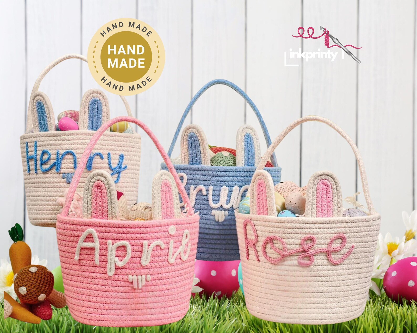 Personalized Easter Basket for Kids, Custom Name Easter Bunny Basket ...