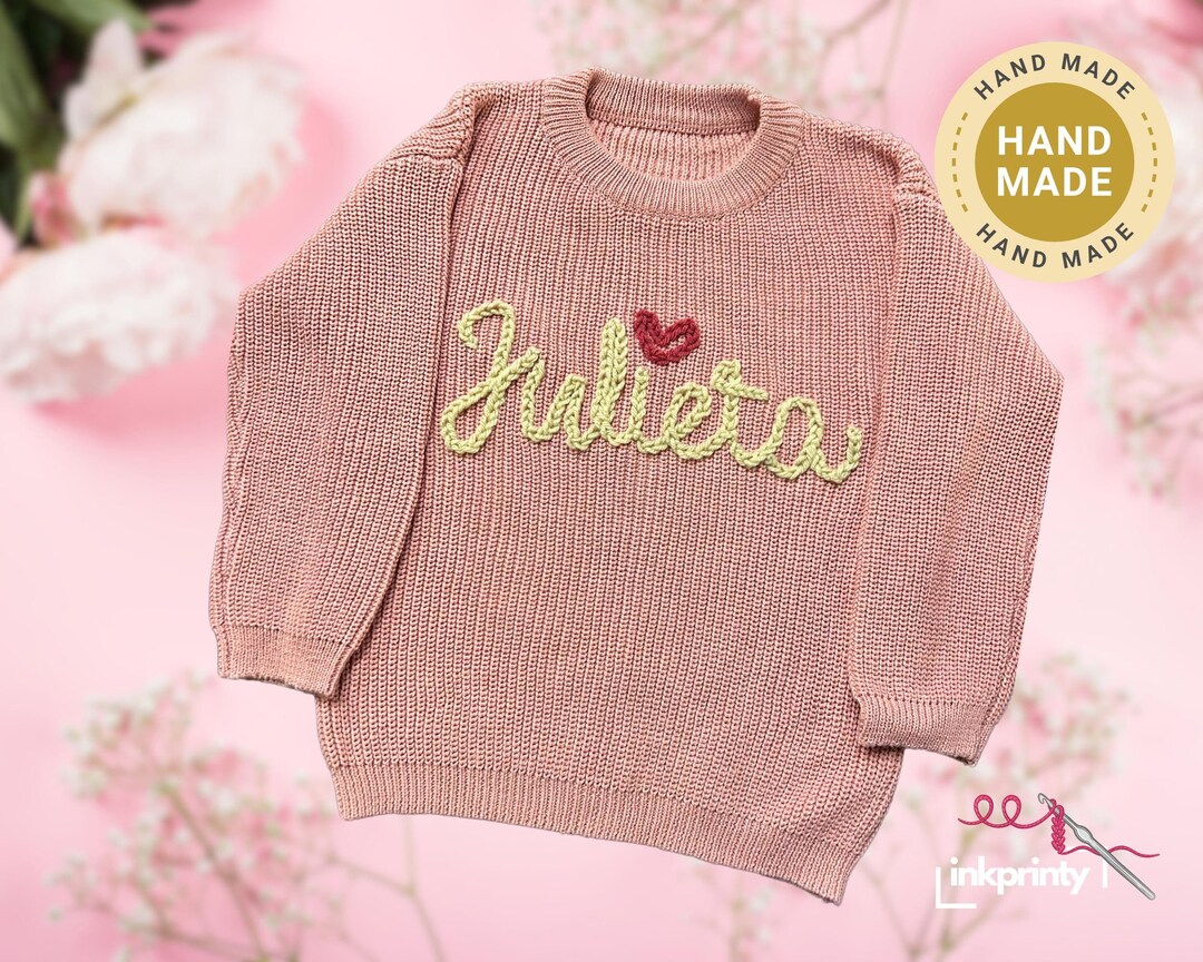 Personalized Baby Name Sweater, Embroidered Children Sweatshirt, Knit ...