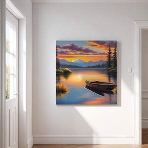 Sunset Lake, Breathtaking Aesthetic, Canvas Wall Art - Etsy