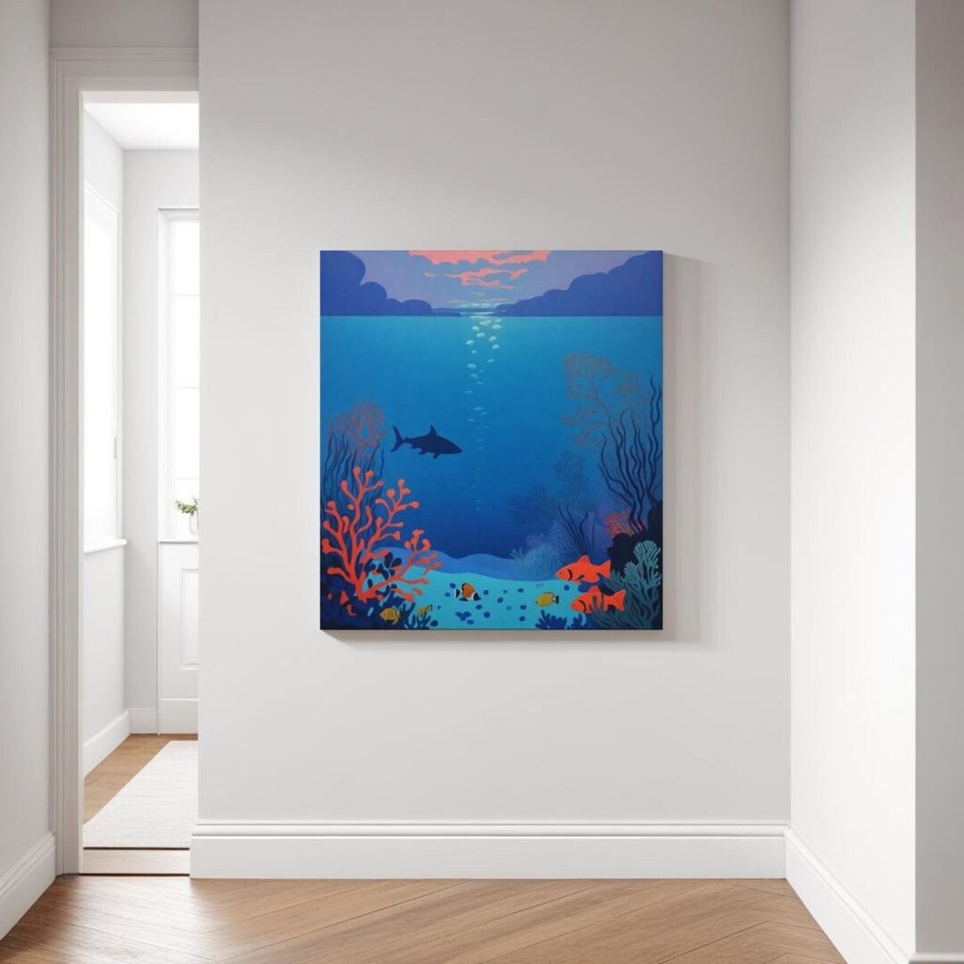Underwater Twilight, Matisse Style Painting, Canvas Wall Art Gift for ...