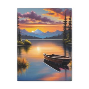Sunset Lake, Breathtaking Aesthetic, Canvas Wall Art - Etsy