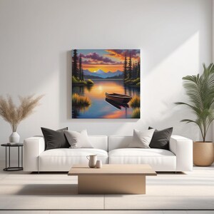 Sunset Lake, Breathtaking Aesthetic, Canvas Wall Art - Etsy